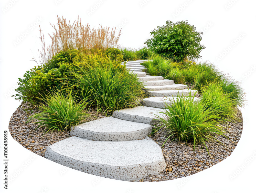 Sustainable Walkway Featuring Permeable Pavement and Native Plant Zones ...