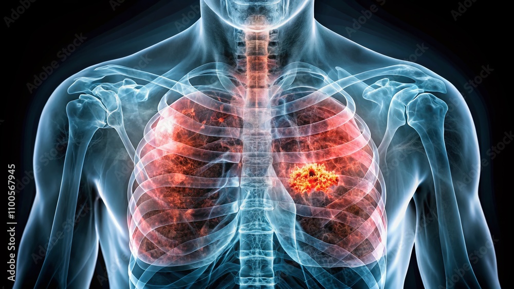 Aerial View of Chest X-Ray Illustrating Pulmonary Tuberculosis in an ...