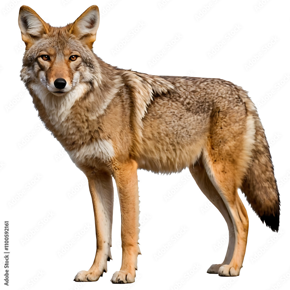 Coyote (Canis latrans) in a full-body profile view, ideal for wildlife ...