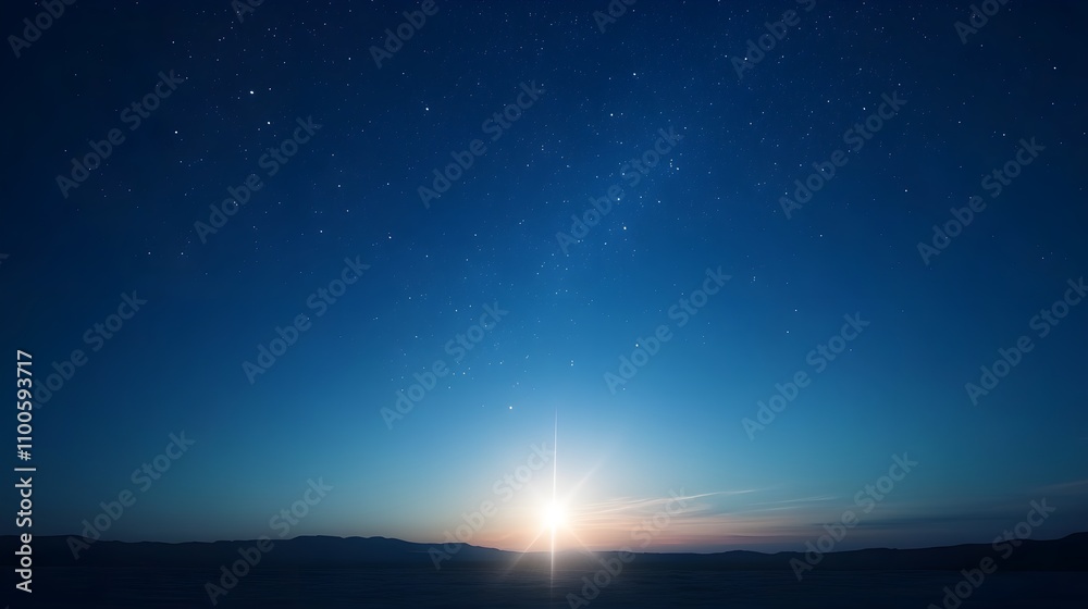 Single brilliant star in a sky of faded stars, portraying leadership ...