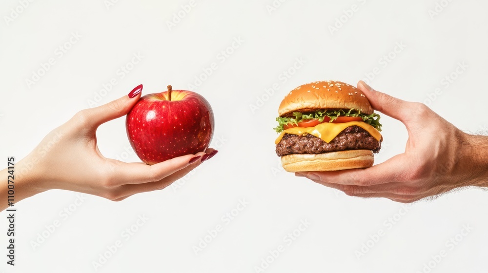 Healthy vs. Unhealthy Food Choice Stock Illustration | Adobe Stock