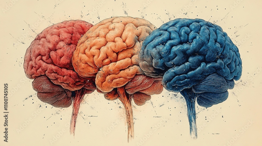 Ilustración de Stock Exploring Brain Anatomy: A Schematic Illustration ...