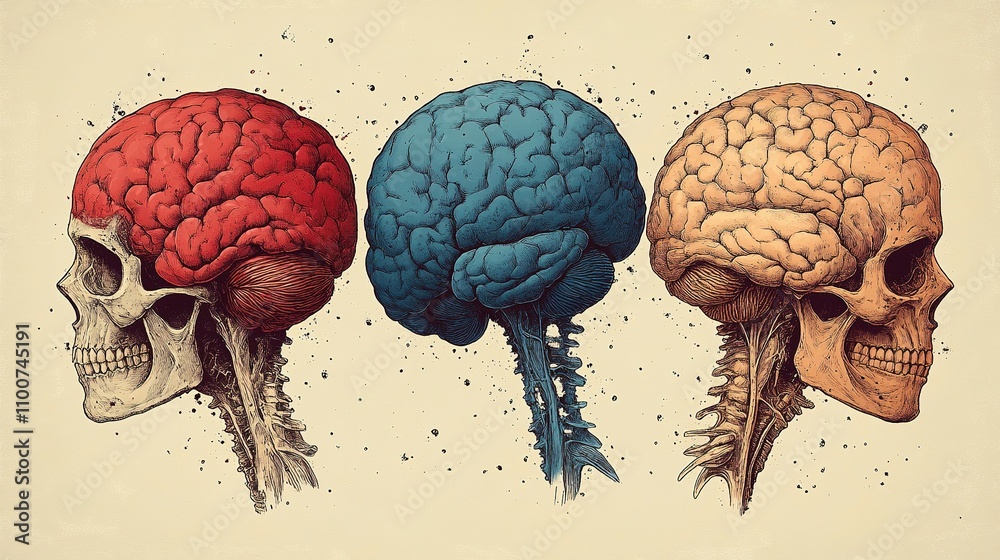 Stock-Illustration „Exploring Brain Anatomy: A Schematic Illustration ...