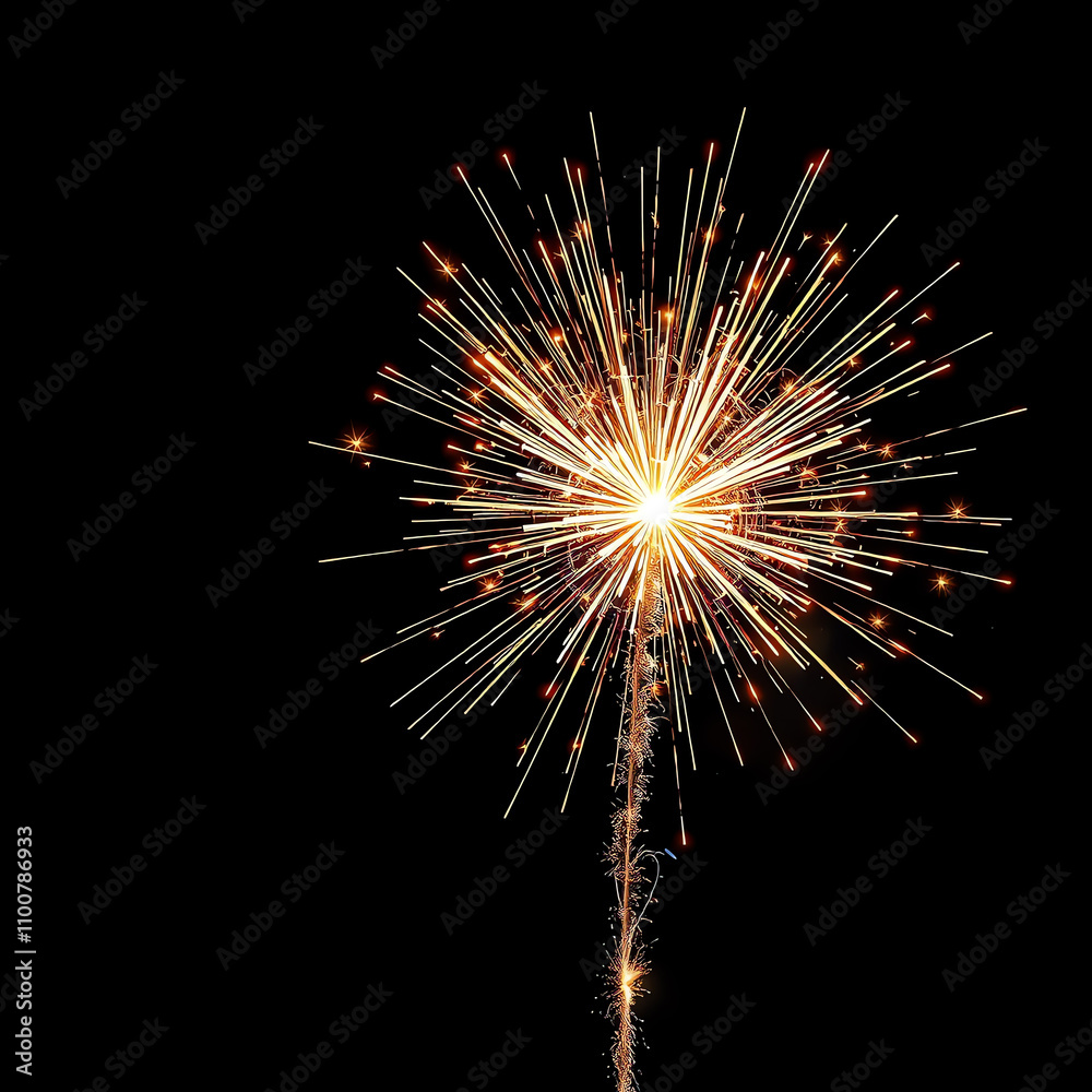 glowing firework cracker explosion isolated on black background Stock ...