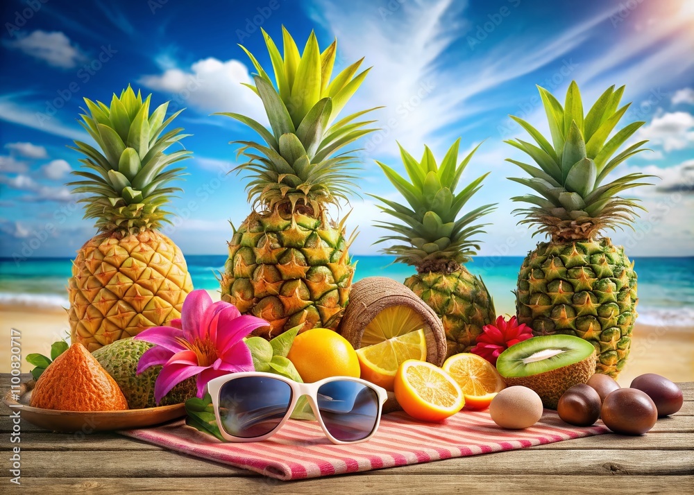 Vibrant Summer Flyer Design Templates Featuring Tropical Fruits and ...