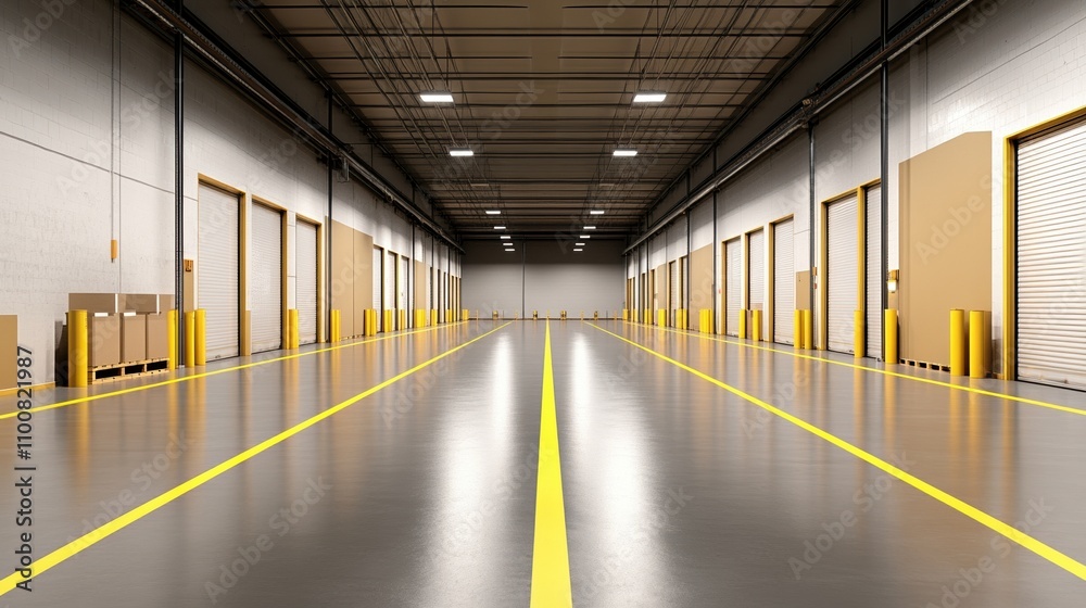 Expansive view of a neat and organized warehouse featuring pallets and ...