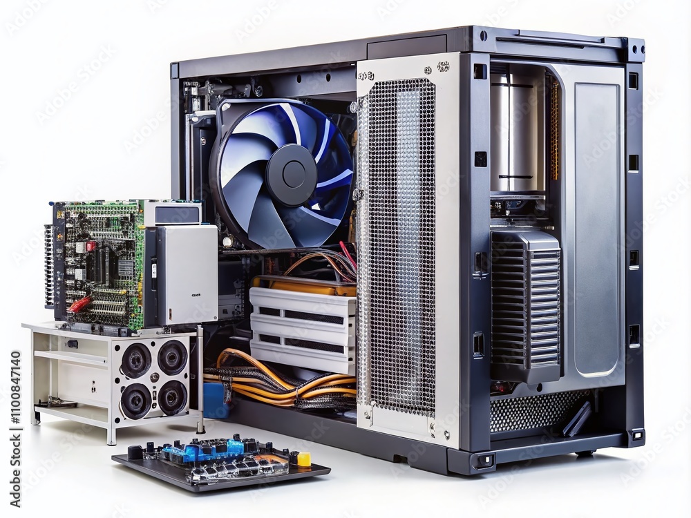 Wide Banner of Modern Desktop Computer Components Featuring Mainboard ...