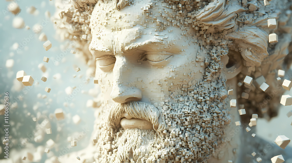 An ancient greek mythology selfie sculpture male person with beard ...
