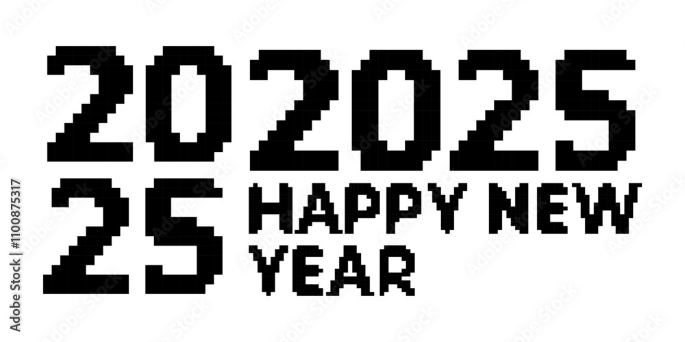 2025 Pixel art Typography Design for New Year Celebration. Illustration ...