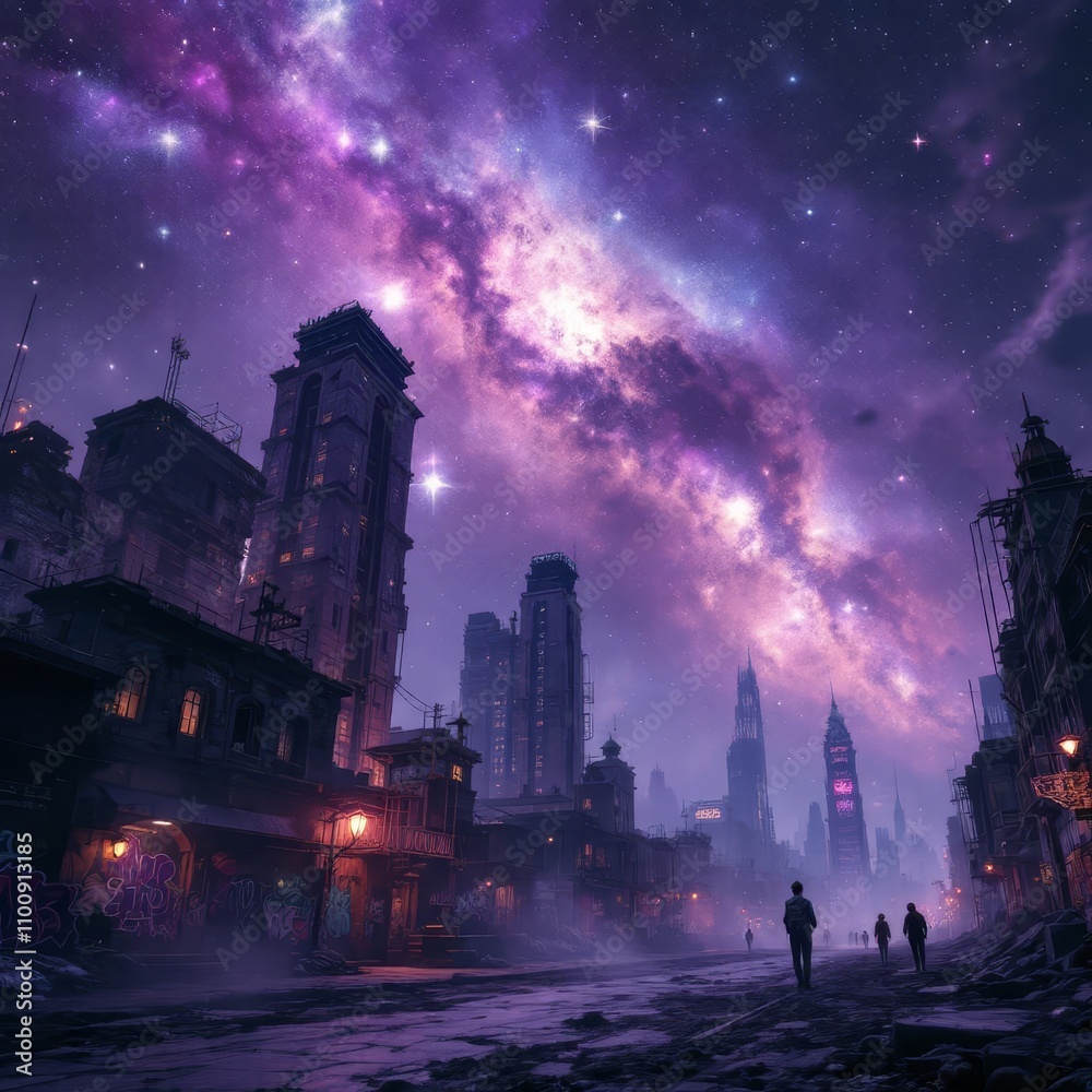 Immersive 360° purple galaxy environment map (HDRi) for urban ...