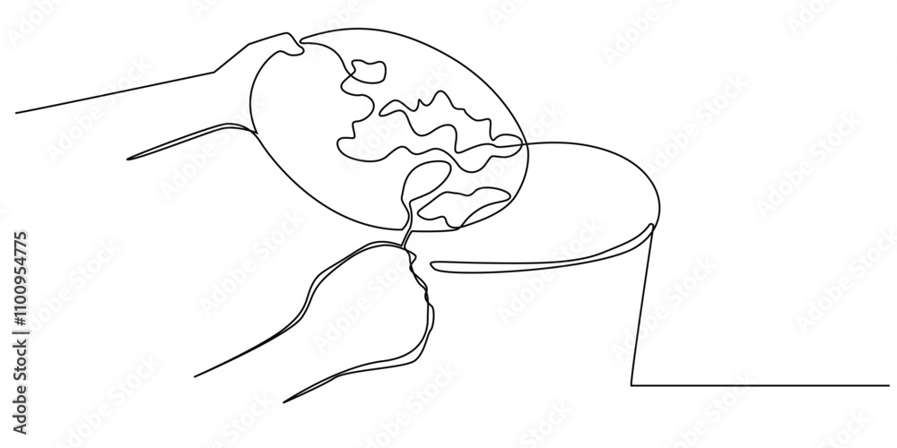 continuous line drawing of throwing food waste in the trash.one line ...