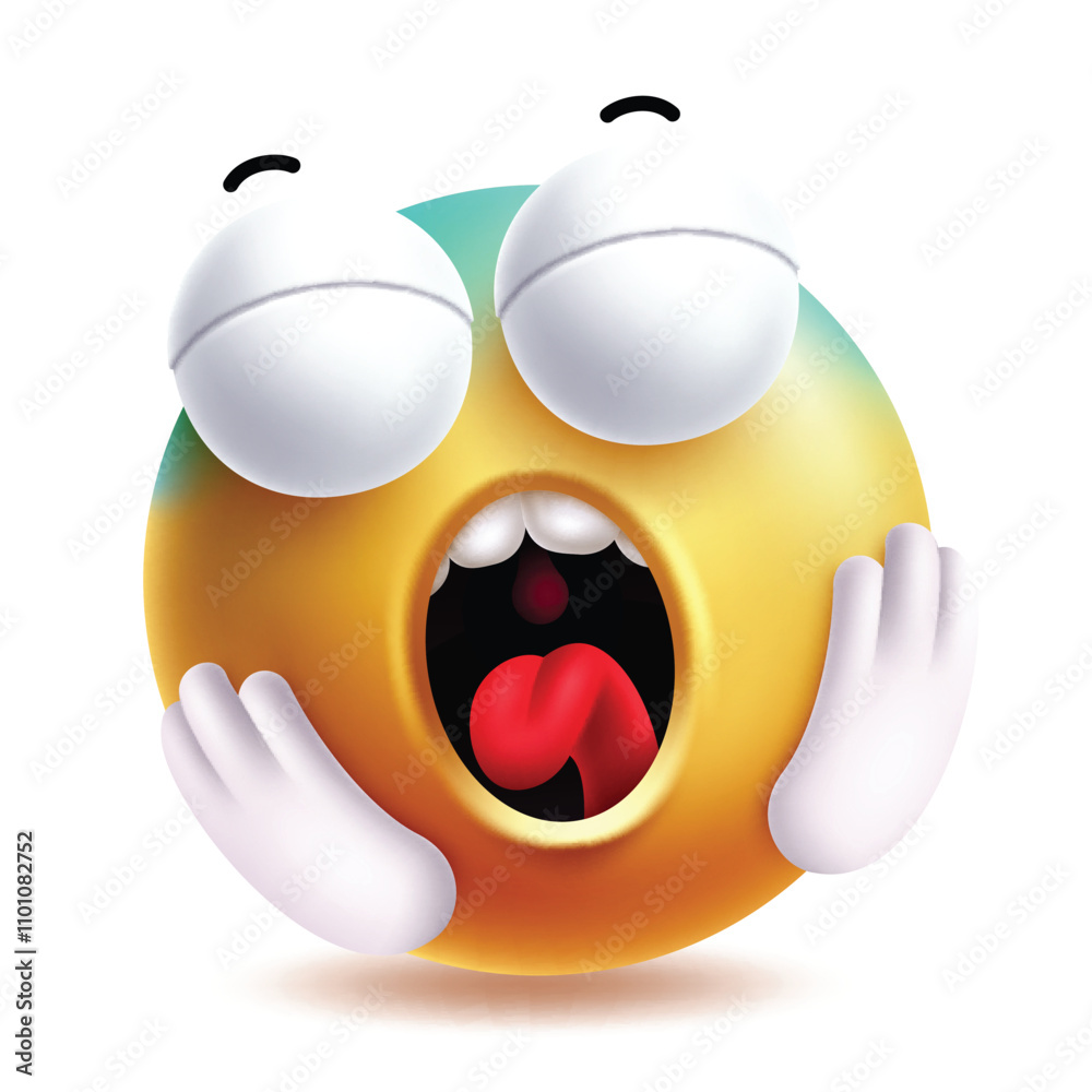 Shocking face emoji clipart character. 3d facial expressions in ...