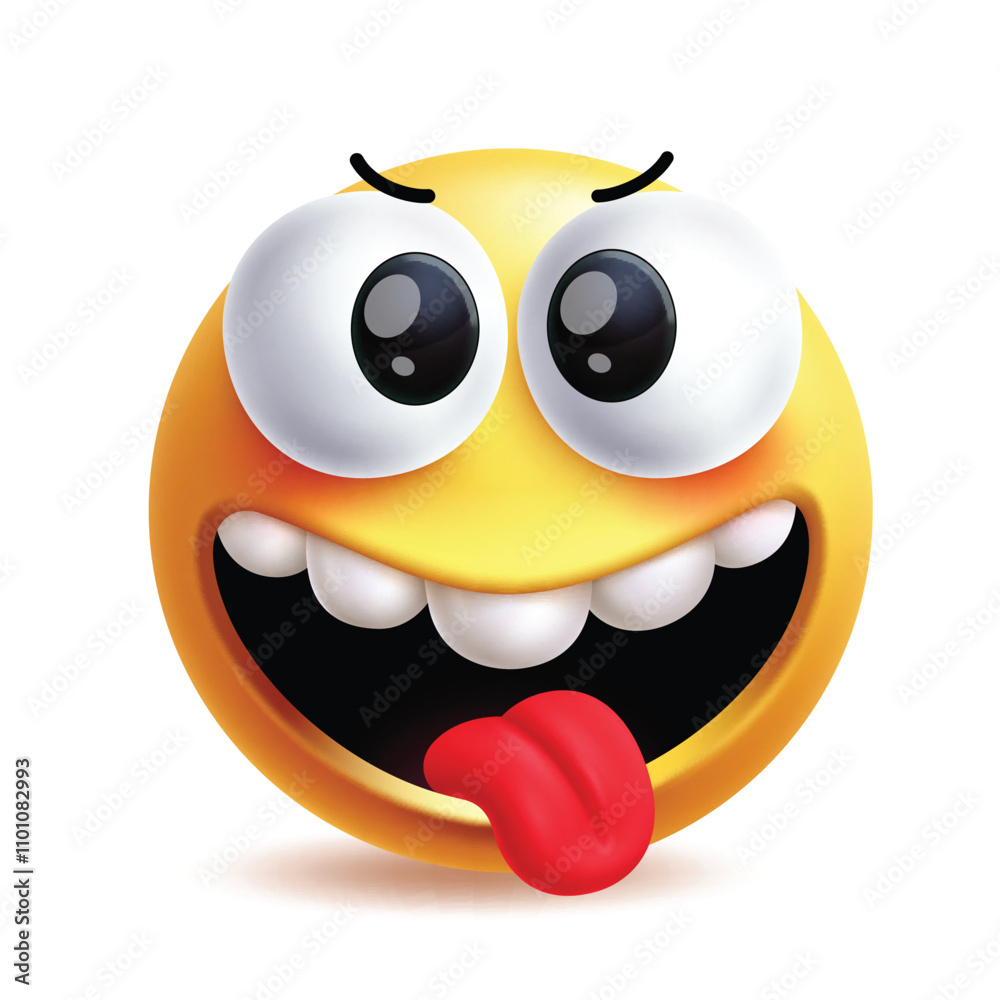 Silly face emoji clipart character. Clipart emoji 3d facial expressions in ridiculous, foolish ...