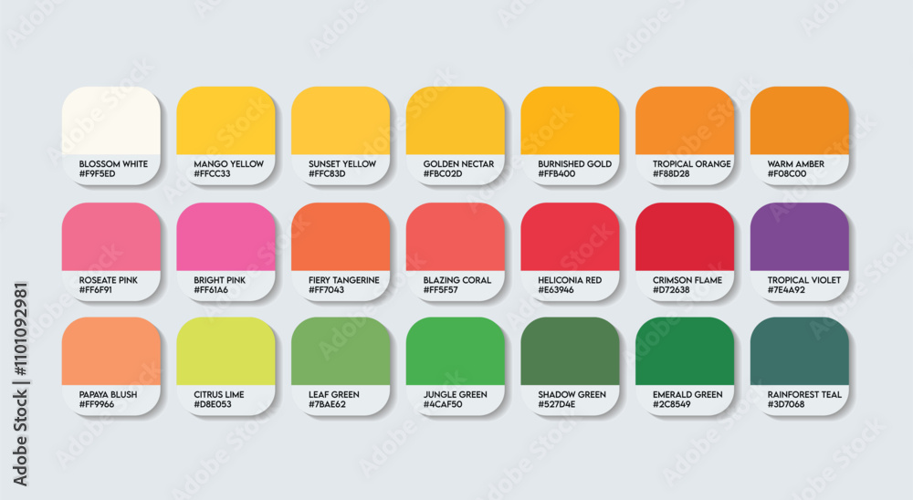 Heliconia Flower Color Palette, Heliconia Flower Color Guide Palette ...