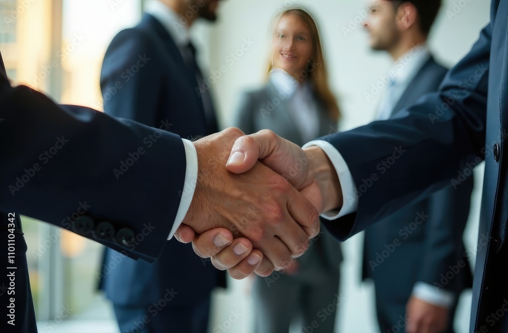 Businessmen making handshake with partner, greeting, dealing, merger ...