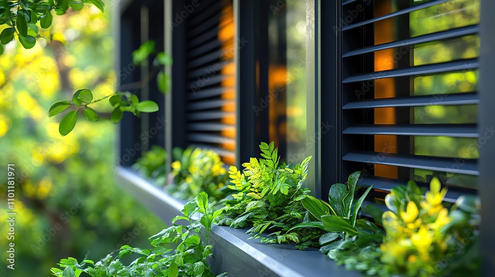 awning window frame open black metal detail with nature view and free ...