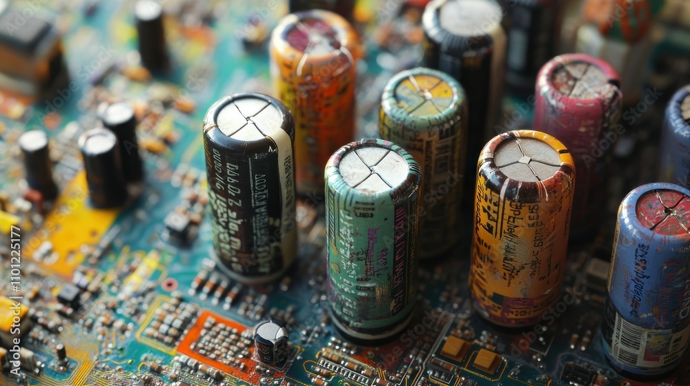 Electrolytic capacitors power supply circuit for audio amplifier. High voltage capacitors, with ...