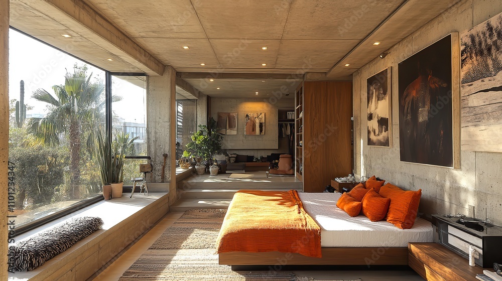 interior of a contemporary home s parota wood dressing roo Stock ...