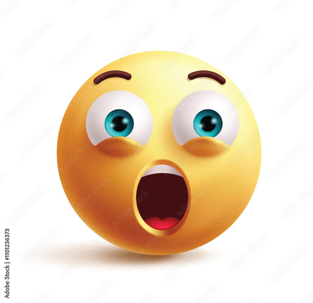 Shocking emoji 3d clipart character. Shocked emoji character in open ...