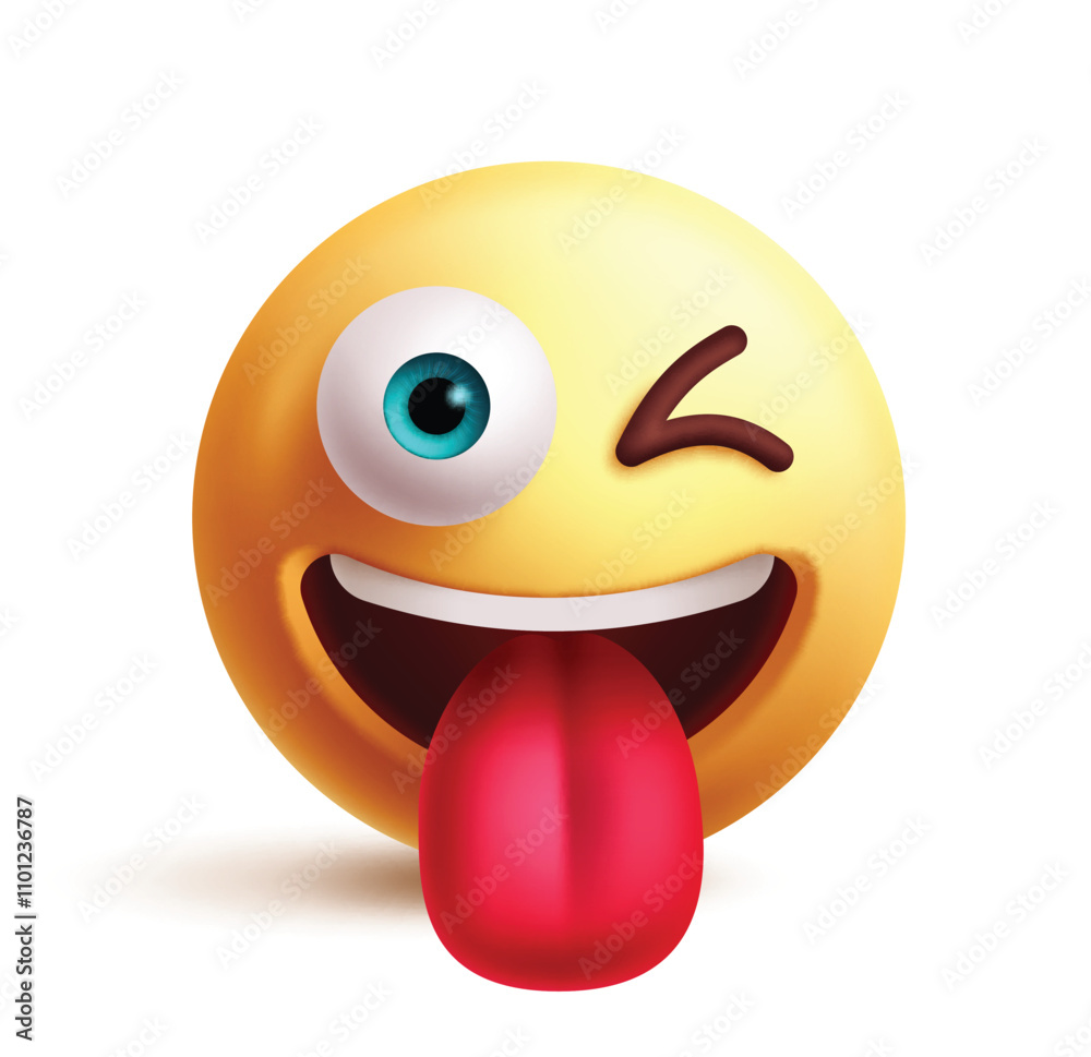 Winking emoji 3d clipart character. Wink emoji face, naughty, silly ...