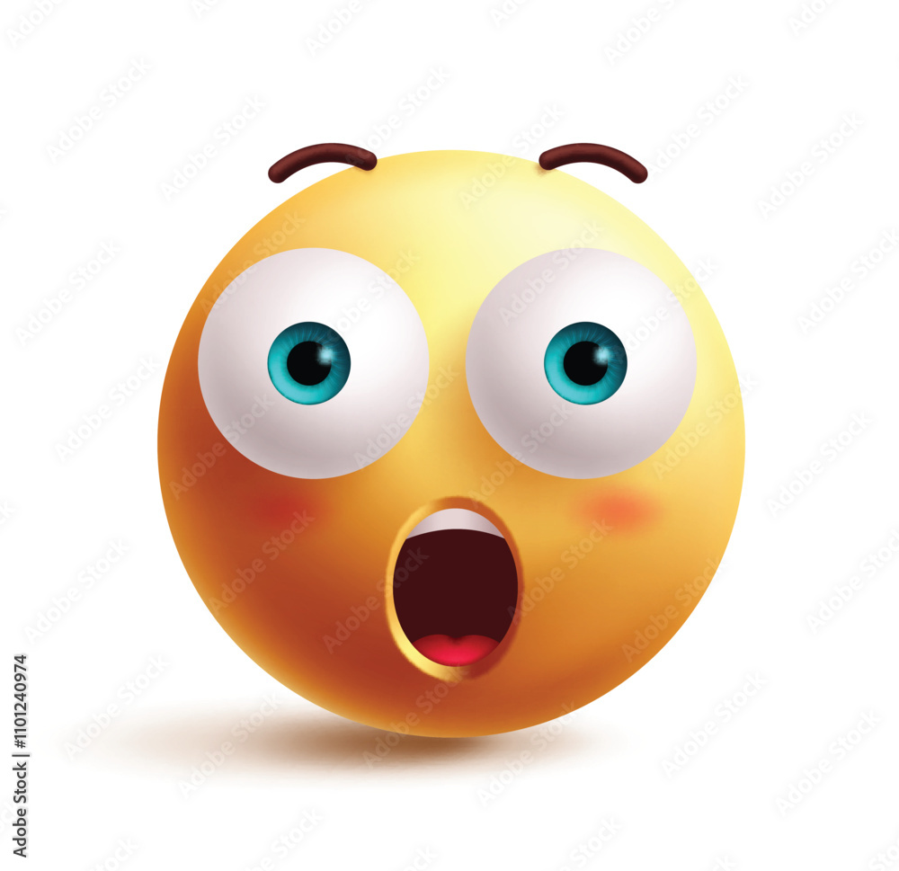 Surprise emoji 3d clipart character. Emoji character in shocked, open ...
