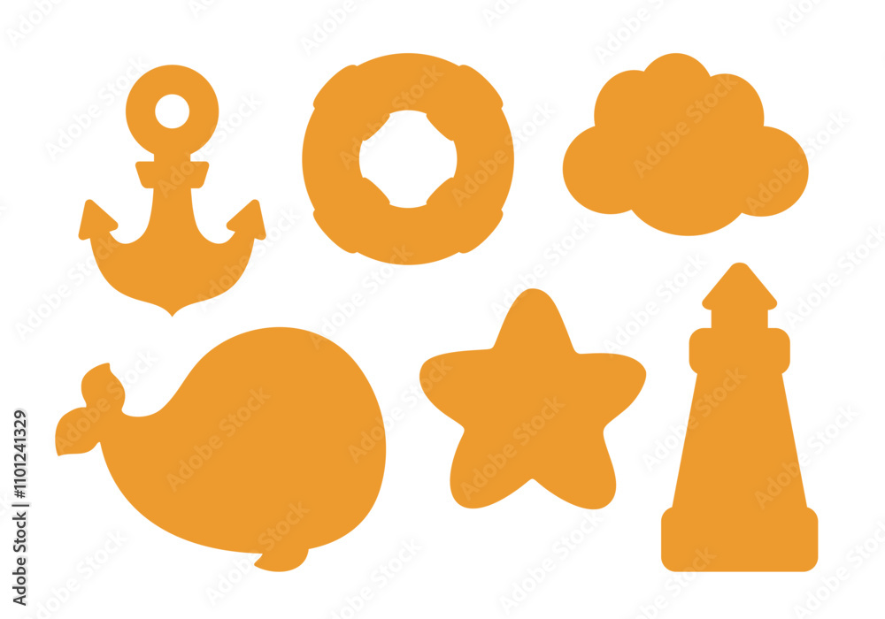 Nautical simple shapes for cutting. Travel beach icons cut file. Cute ...