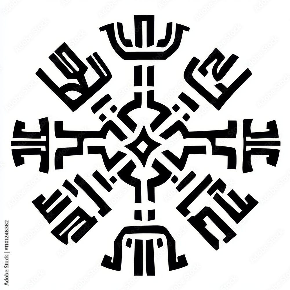 Vegvisir Viking compass line icon, clipart image on a white background ...