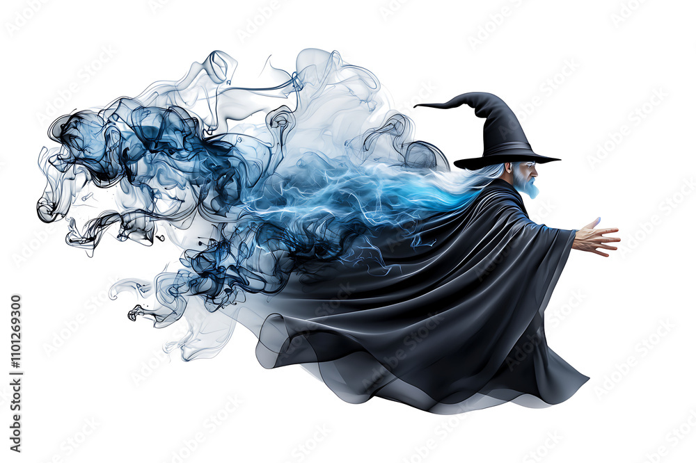 Mystical wizard casting spells fantasy realm digital art enchanted ...