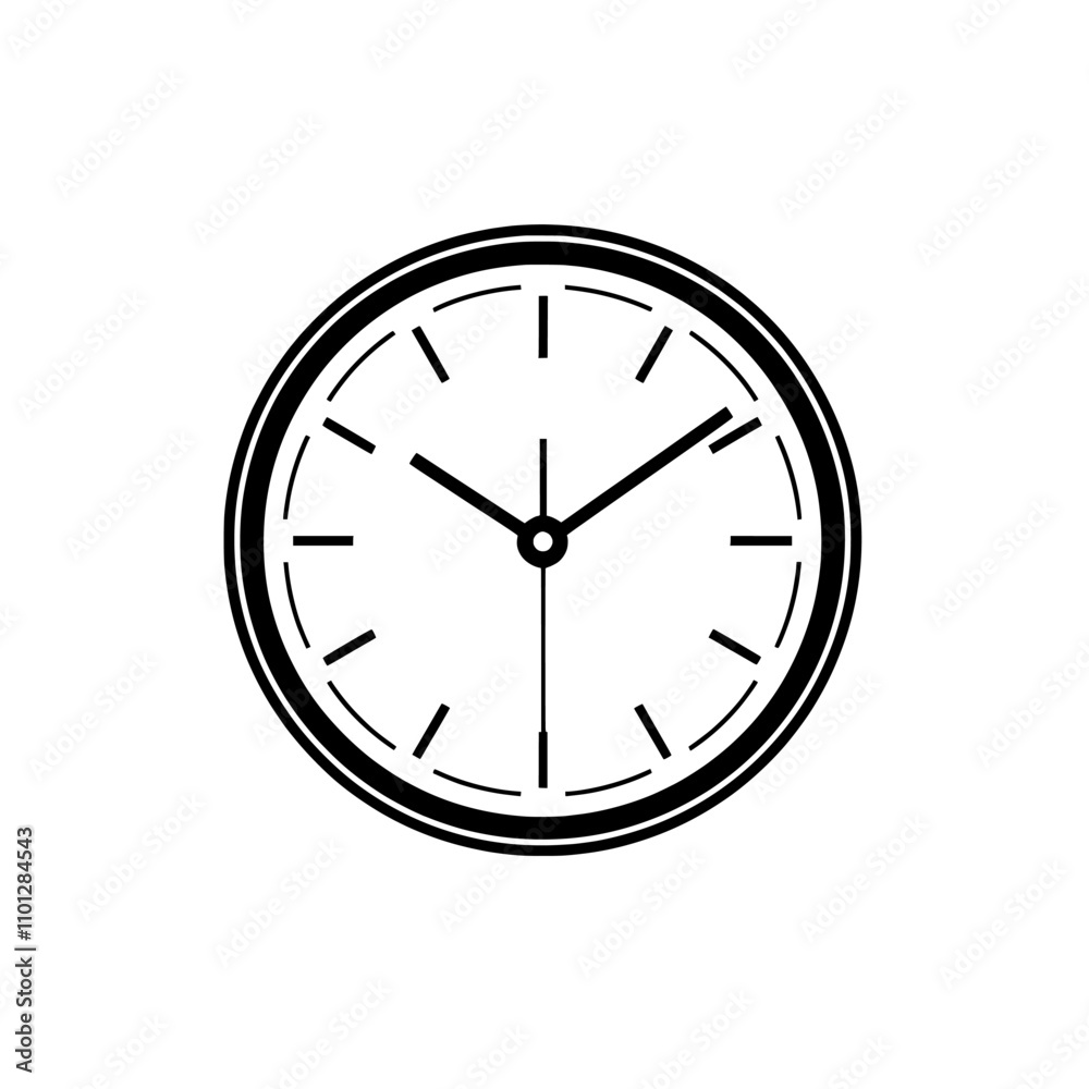Basic clock face with hands, line art icon designed for apps and ...