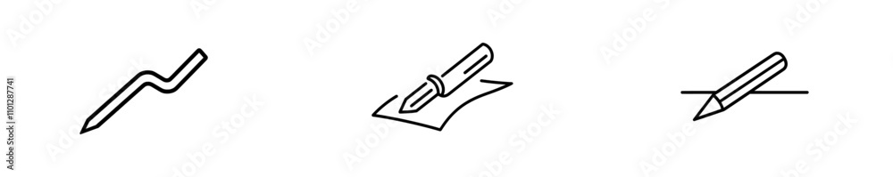 An unbroken line drawing of a pen forming a wavy stroke. This pencil ...