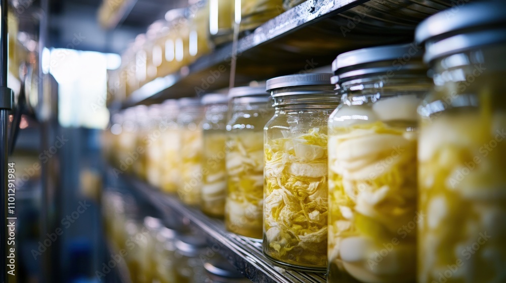 Meticulously Arranged Jars of Fermented Probiotic Food in a Commercial ...