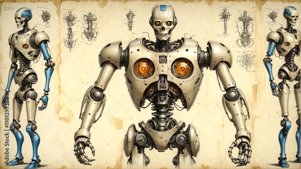 A Steampunk Sentinel: A Vintage Automaton - A captivating depiction of ...