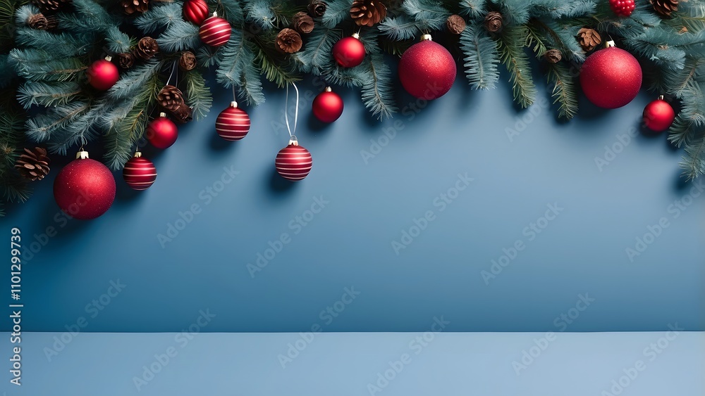 banner with empty space Without Text, Christmas theme minimalist Blue ...