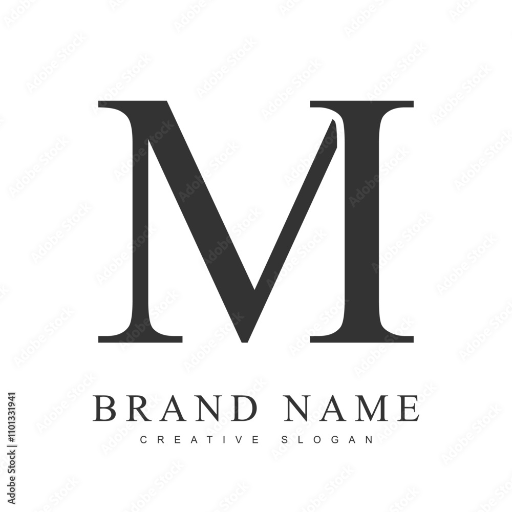 MI trendy logotype template. Initial letter m and i classic font style ...