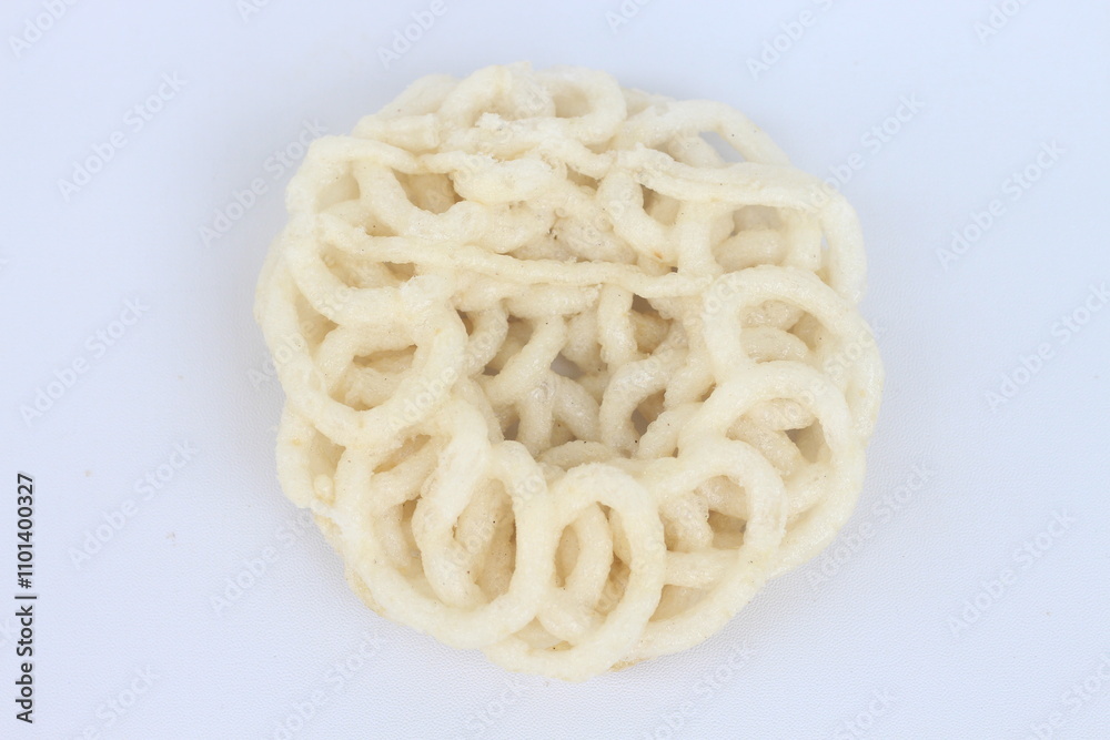 indonesian snack food known as kerupuk is made tapioca flour. kerupuk ...