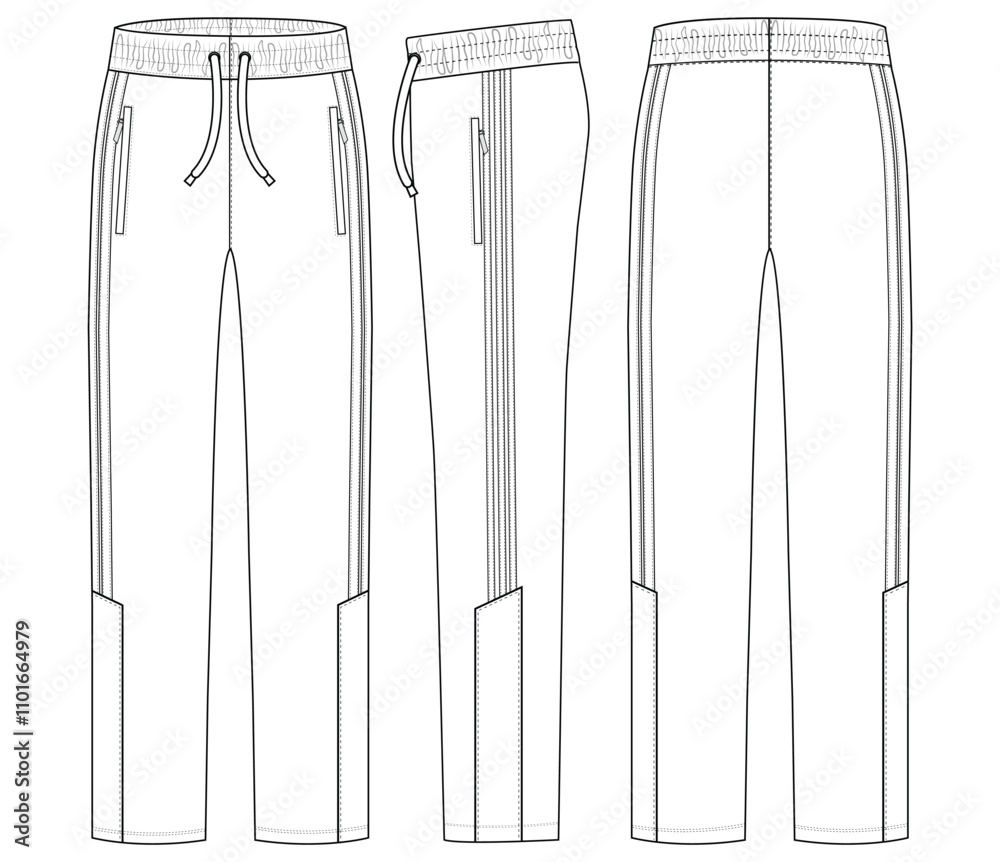 Trouser pant design template and technical fashion Boys Tricot Track ...