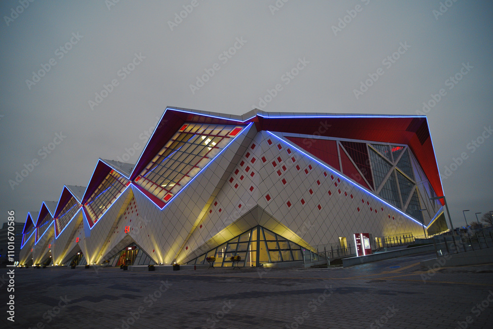 Minsk, Belarus. Nov 9, 2024. Modern swimming facility in Minsk ...