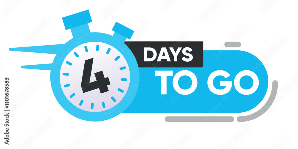 Countdown icon with "4 Days to Go" text and a stopwatch illustration in ...