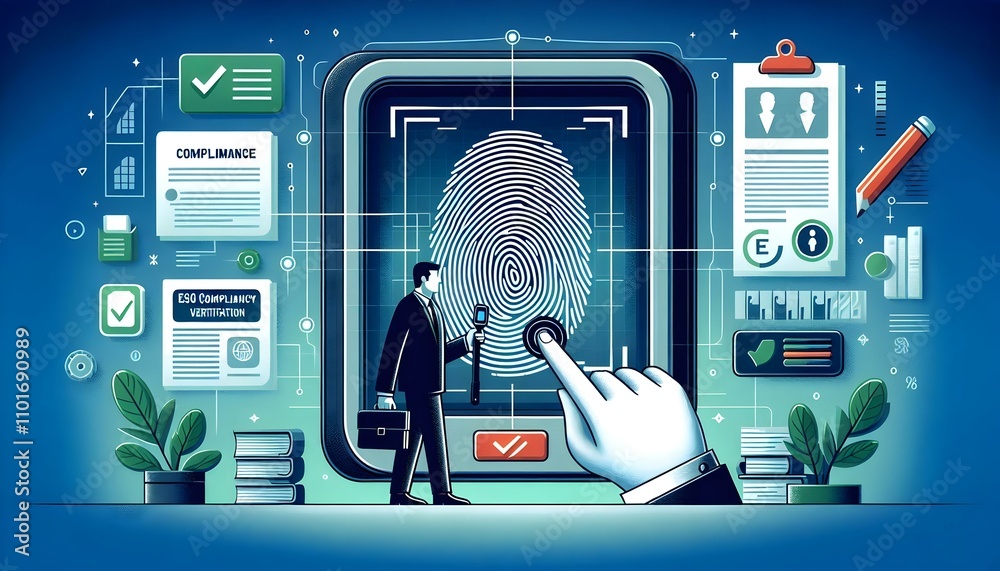 Flat Biometric ESG Compliance Verification Fingerprint Scan with ...