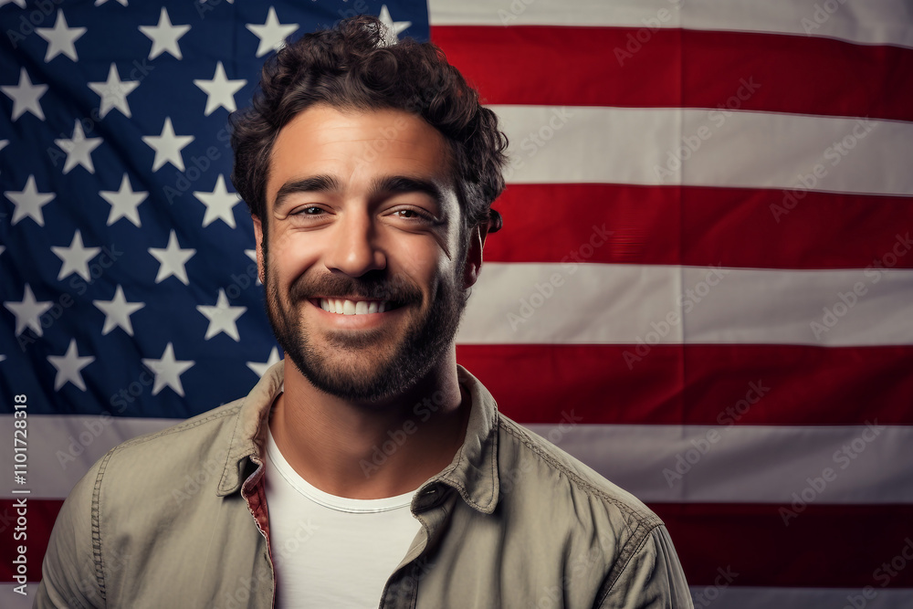 Happy american people citizens celebration national flag day ...