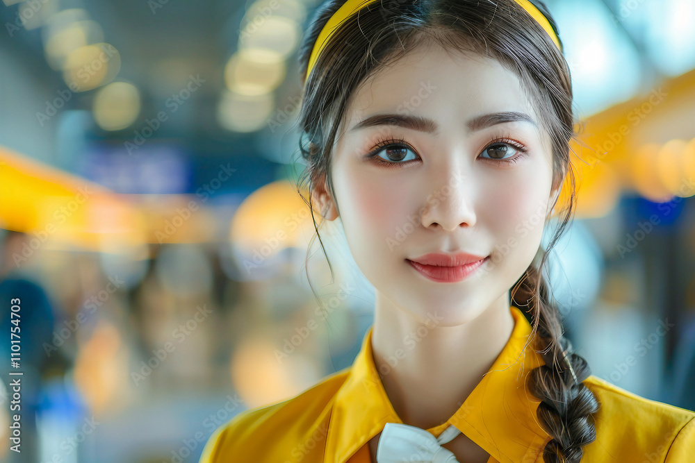 Generative AI portrait of professional airline crew worker steward ...