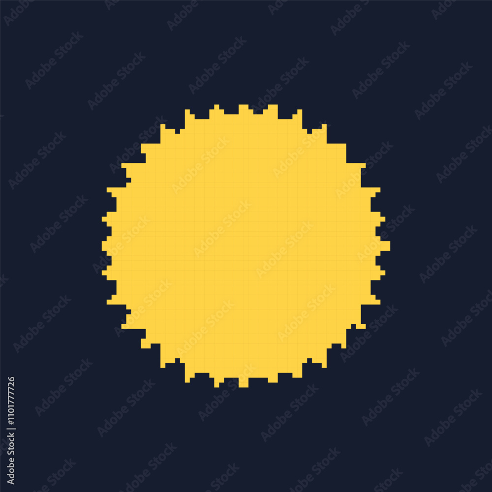 Yellow Pixel Sun Icon. Vintage Weather Symbol for Sunny Days. 8 bit ...