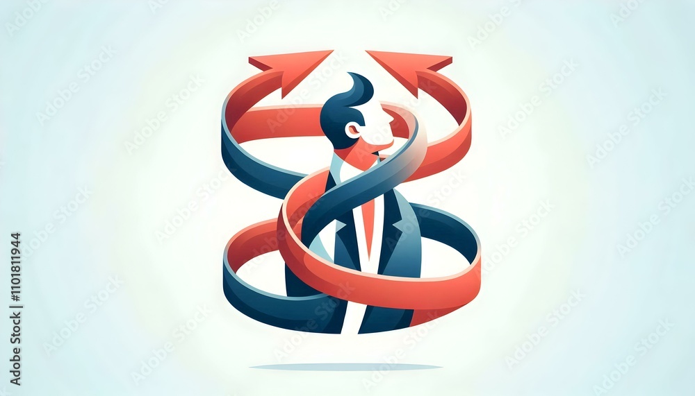 Two Intertwined Arrows Spiraling Upwards Vector Image Symbolizing ...