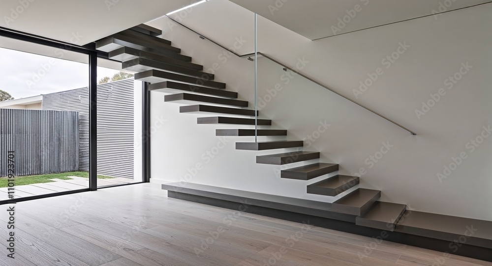 Sleek linear staircases with cantilevered steps for a floating effect ...