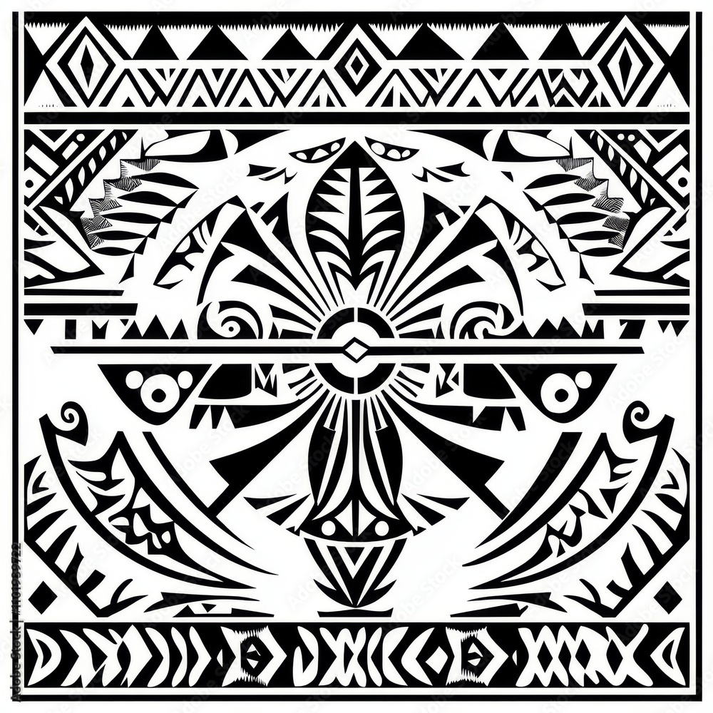 Ilustrace Polynesian tribal tattoo pattern background design. .Samoan ...