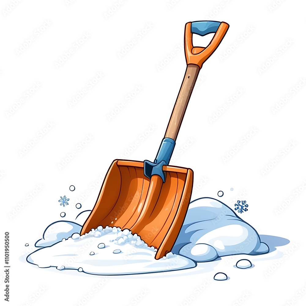 Cartoon snow shovel on a white background. Stock Illustration | Adobe Stock