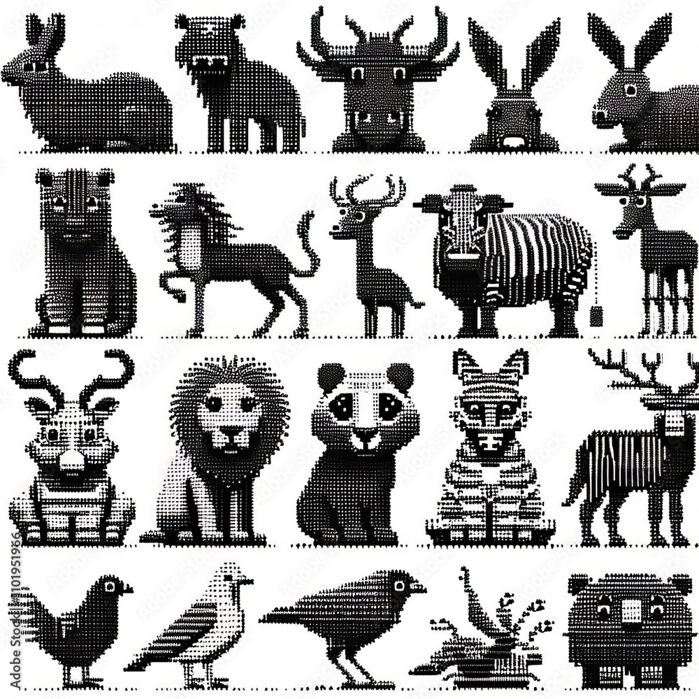 ASCII Animals A collection of animals created using ASCII charac Stock ...