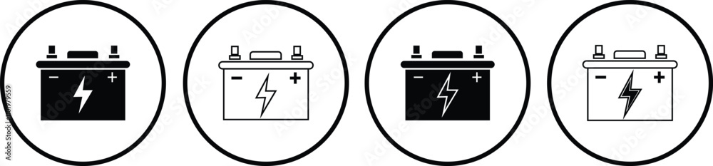Car battery icon set, Isometric of car battery vector graphic design ...