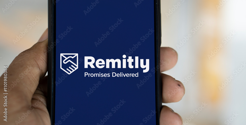 Dhaka, Bangladesh- 26 Nov 2024: remitly logo is displayed on smartphone ...