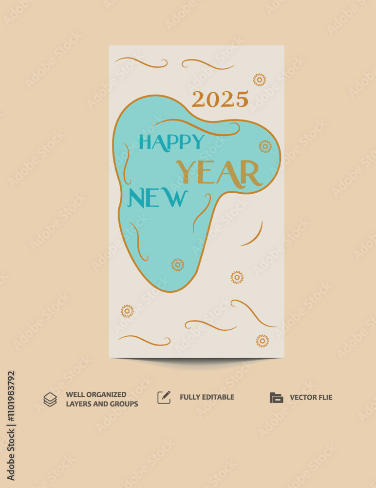 Editable trendy colorful Happy New Year stories vector template for ...